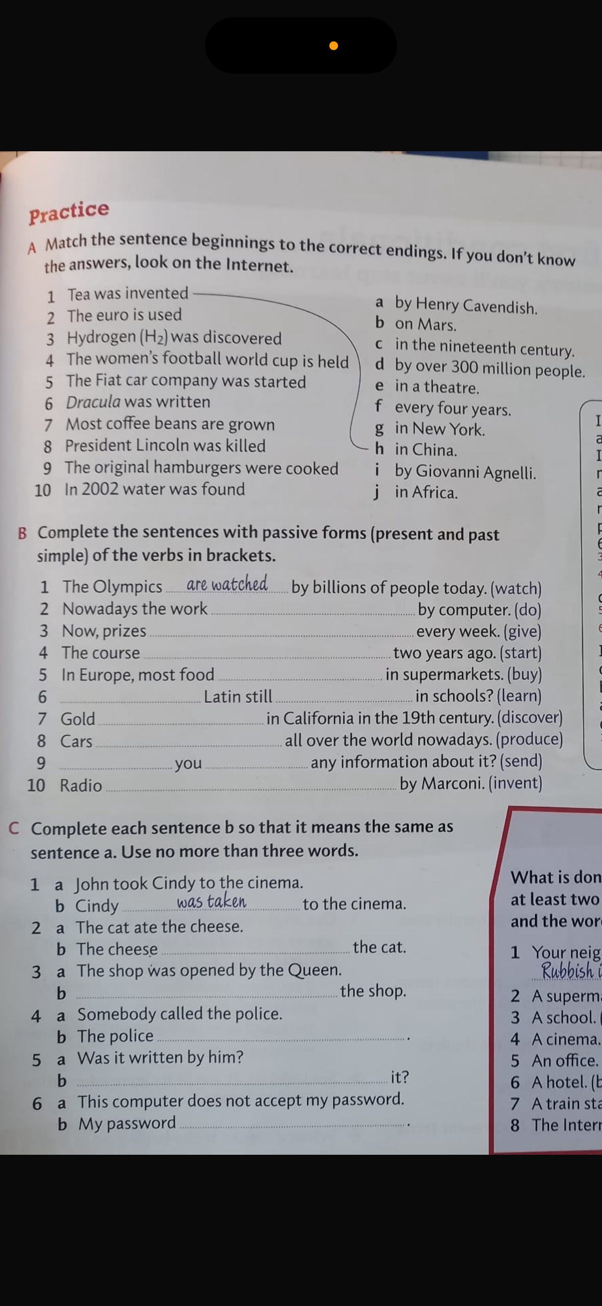 Match the sentence beginnings to the correct endings.