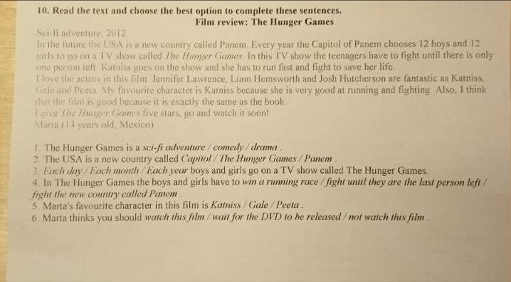 2. The USA is a new country called Capitol/The Hunger Games/Panem.