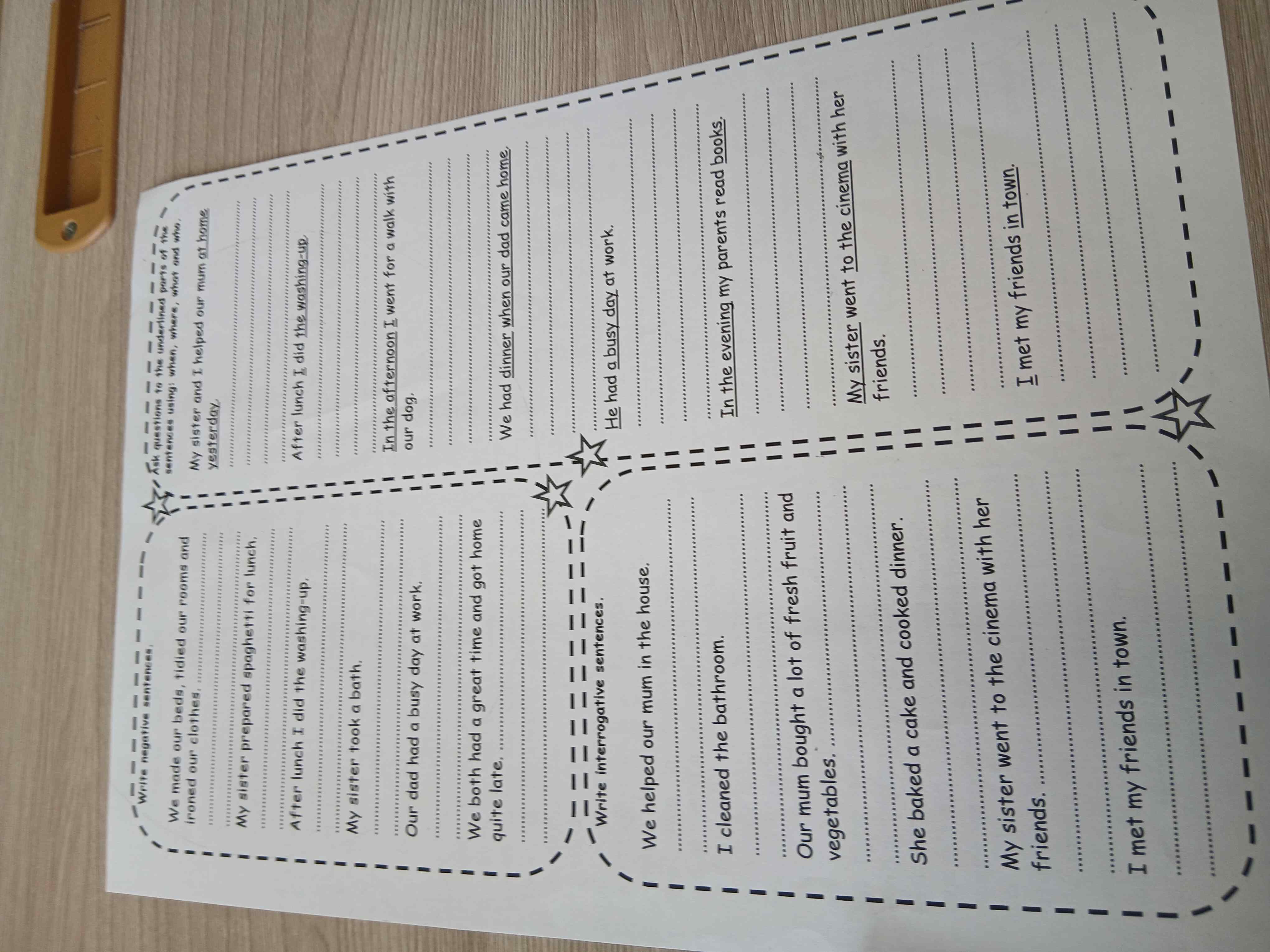 Ask questions to the underlined parts of the sentences using when ...