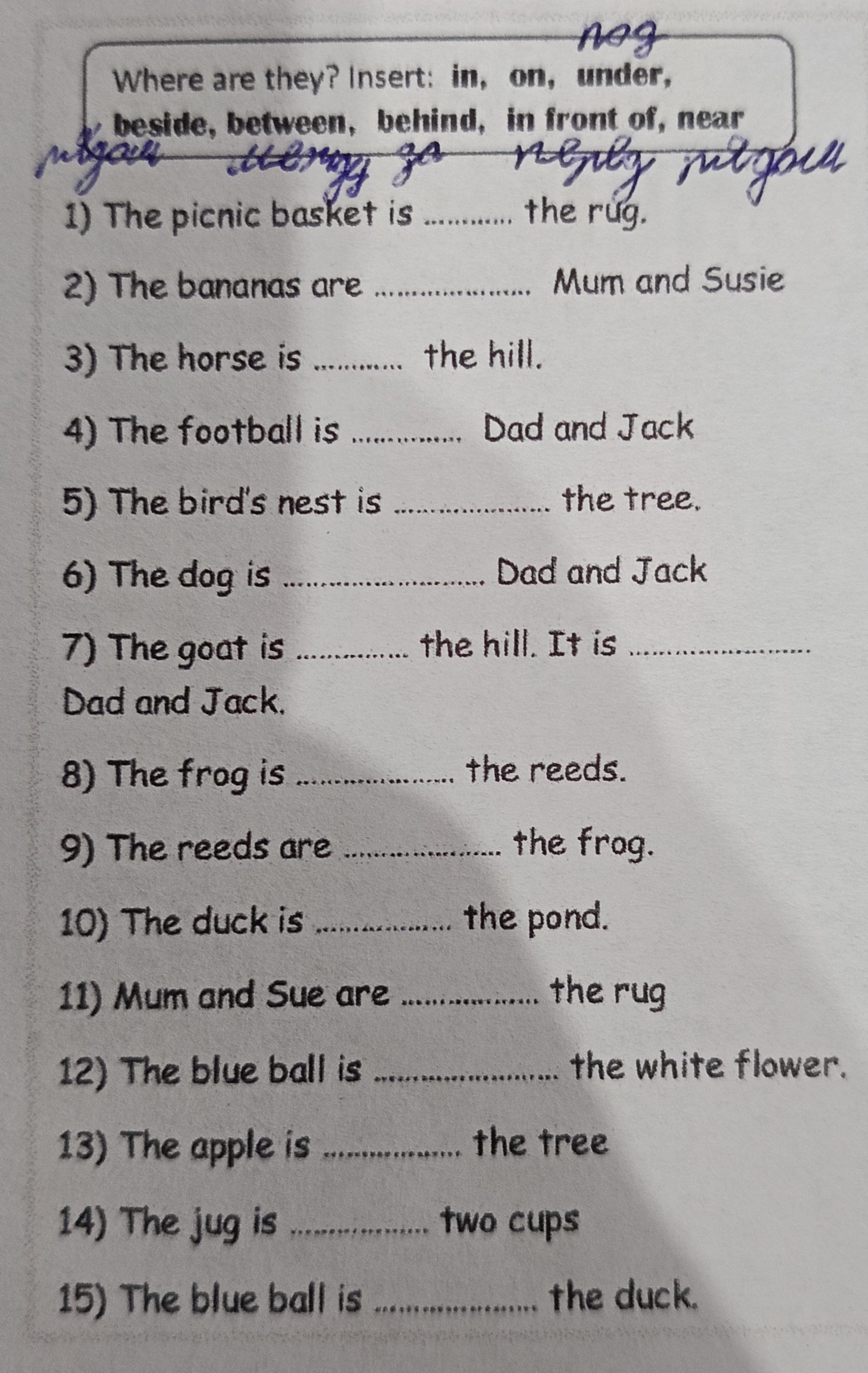 Fill in the blanks with the correct preposition from the word bank ...