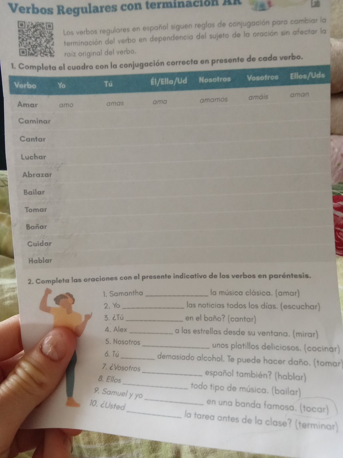 1. Completa el cuadro con la conjugación correcta en presente de cada ...