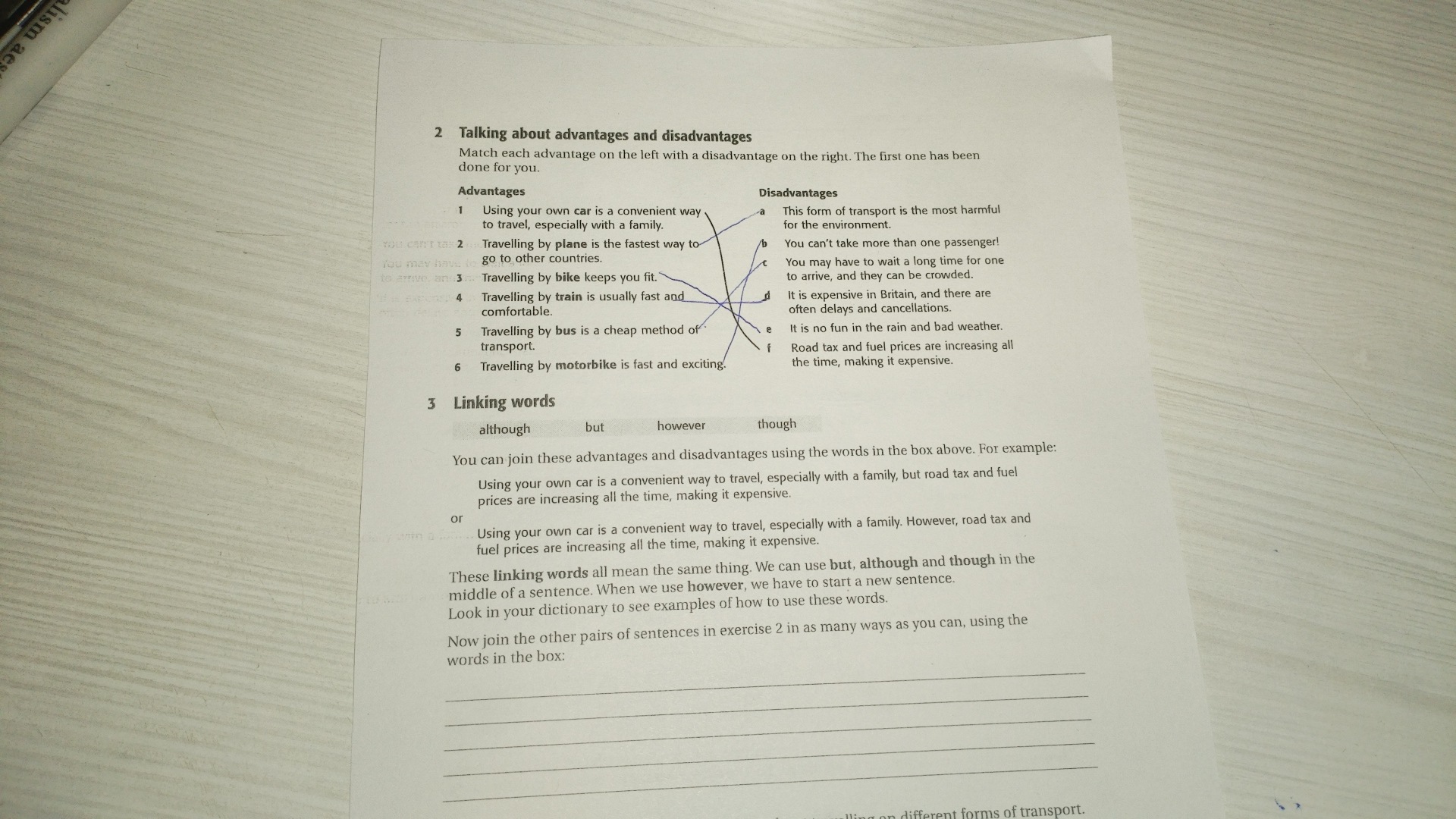 3 Linking words although but however though You can join these ...