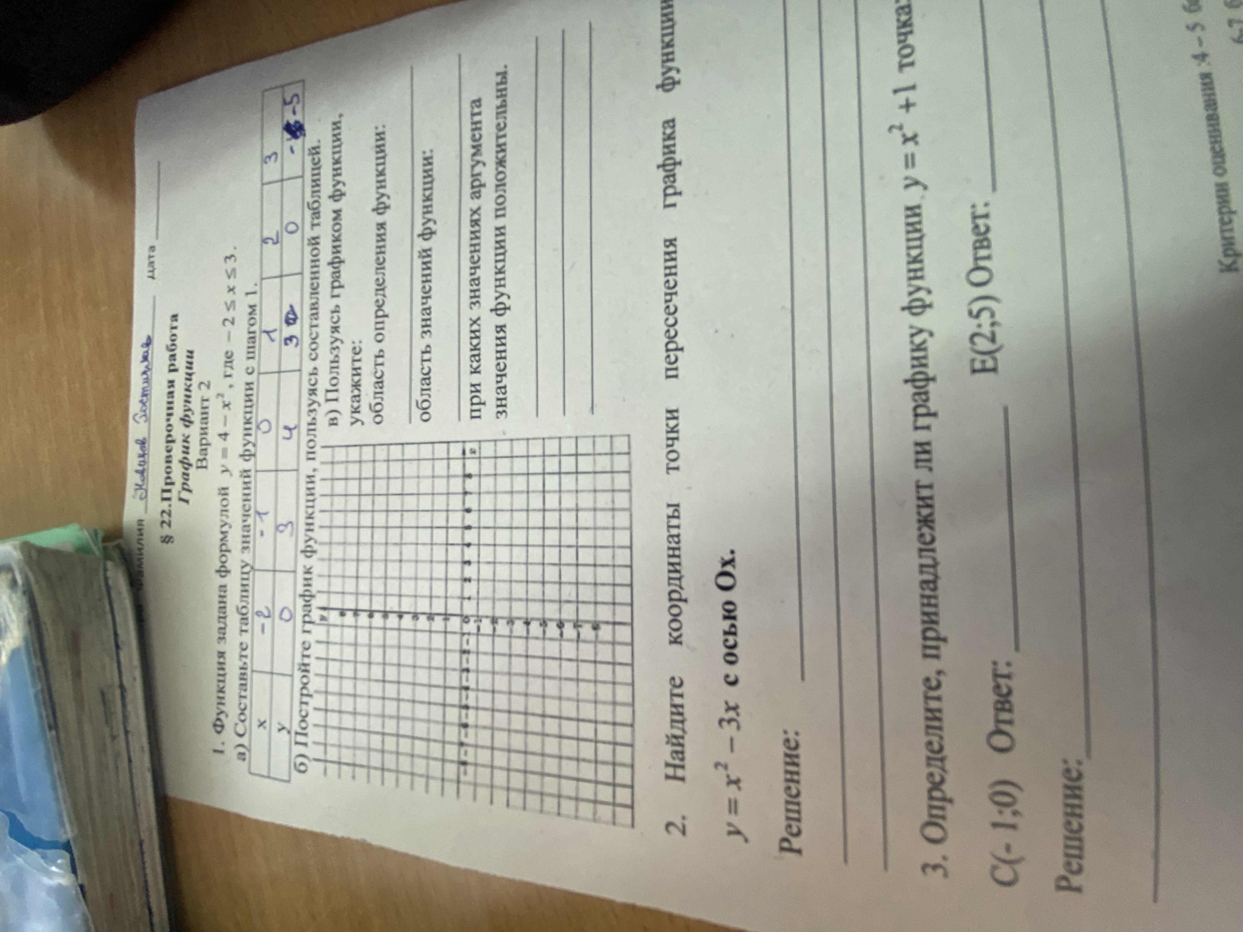 3 Определите принадлежит ли графику функции Y X² 1 точка E 2 5