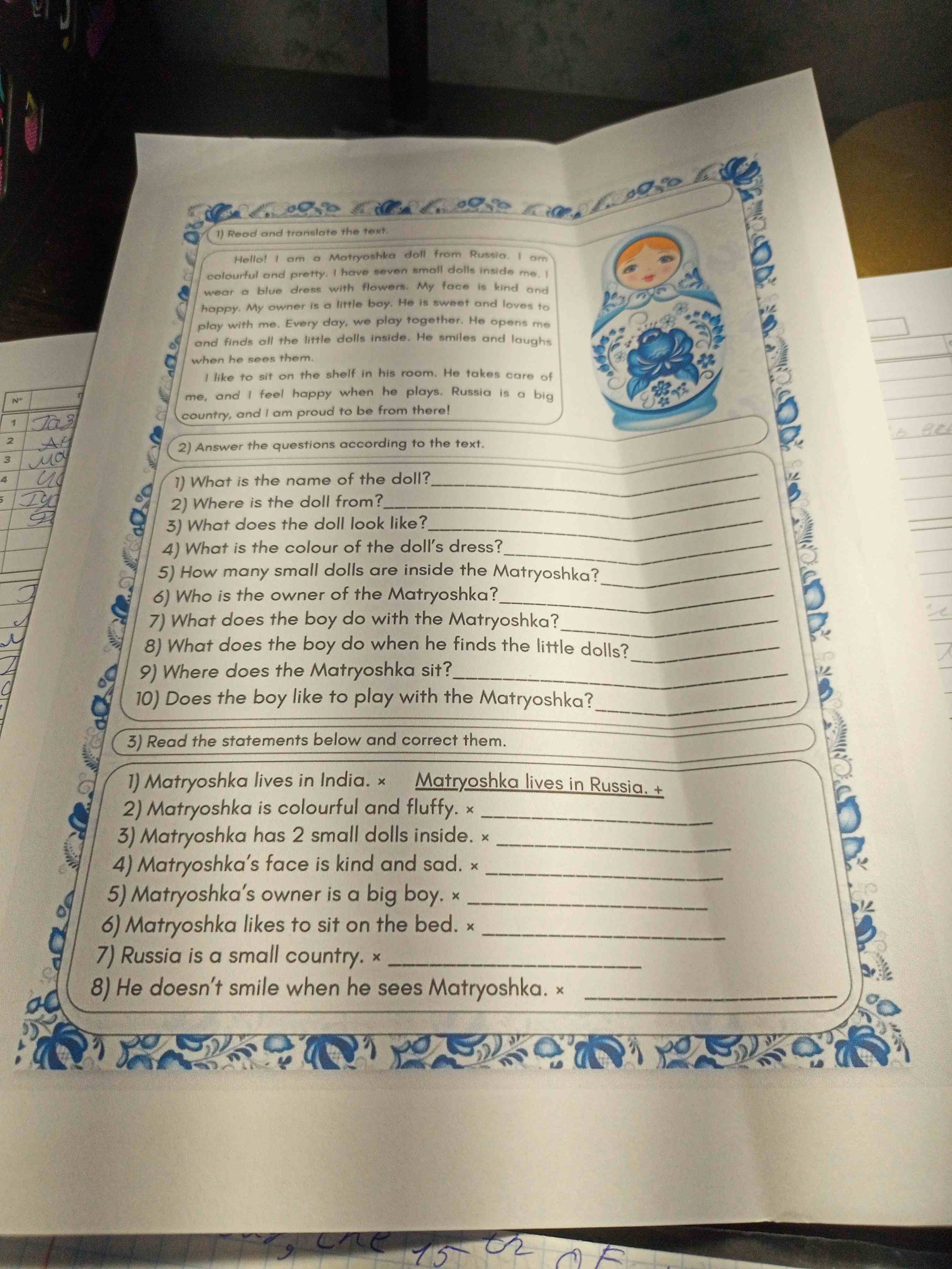 2) Answer the questions according to the text. 4) What is the colour of ...