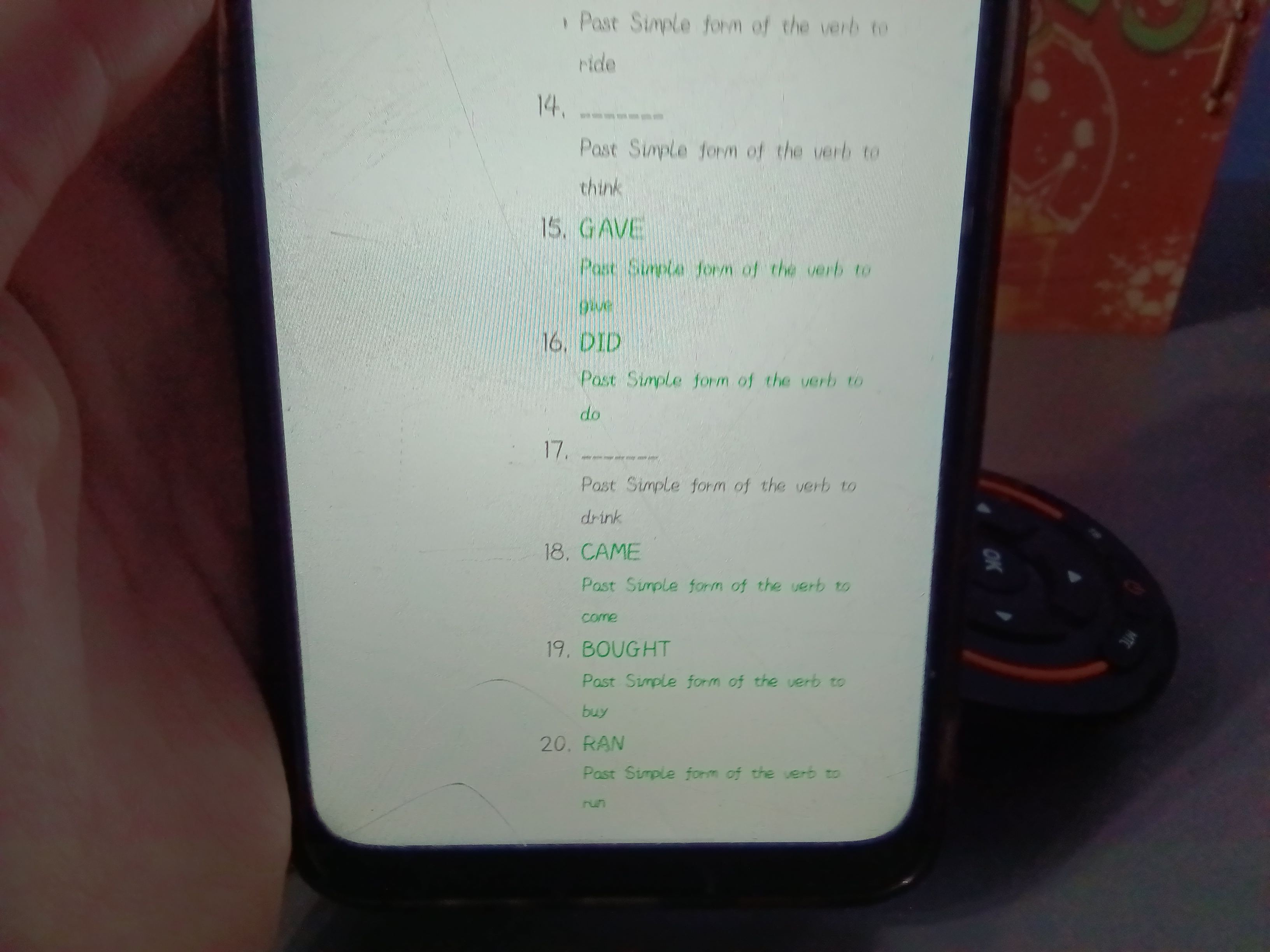 20. RAN Past Simple form of the verb to run