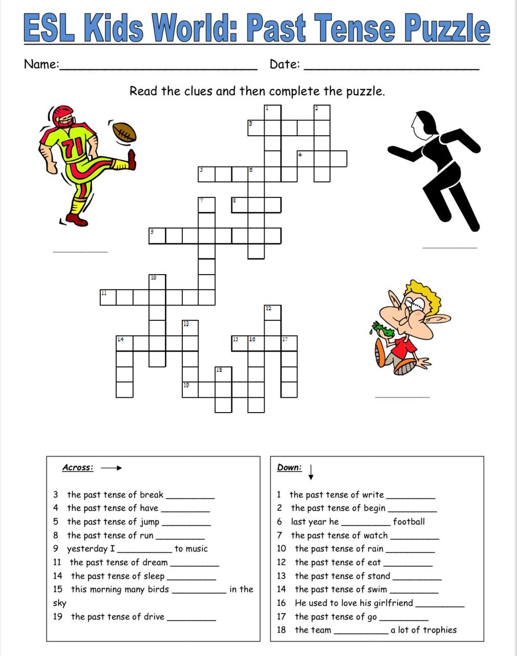 Across: 5 the past tense of jump