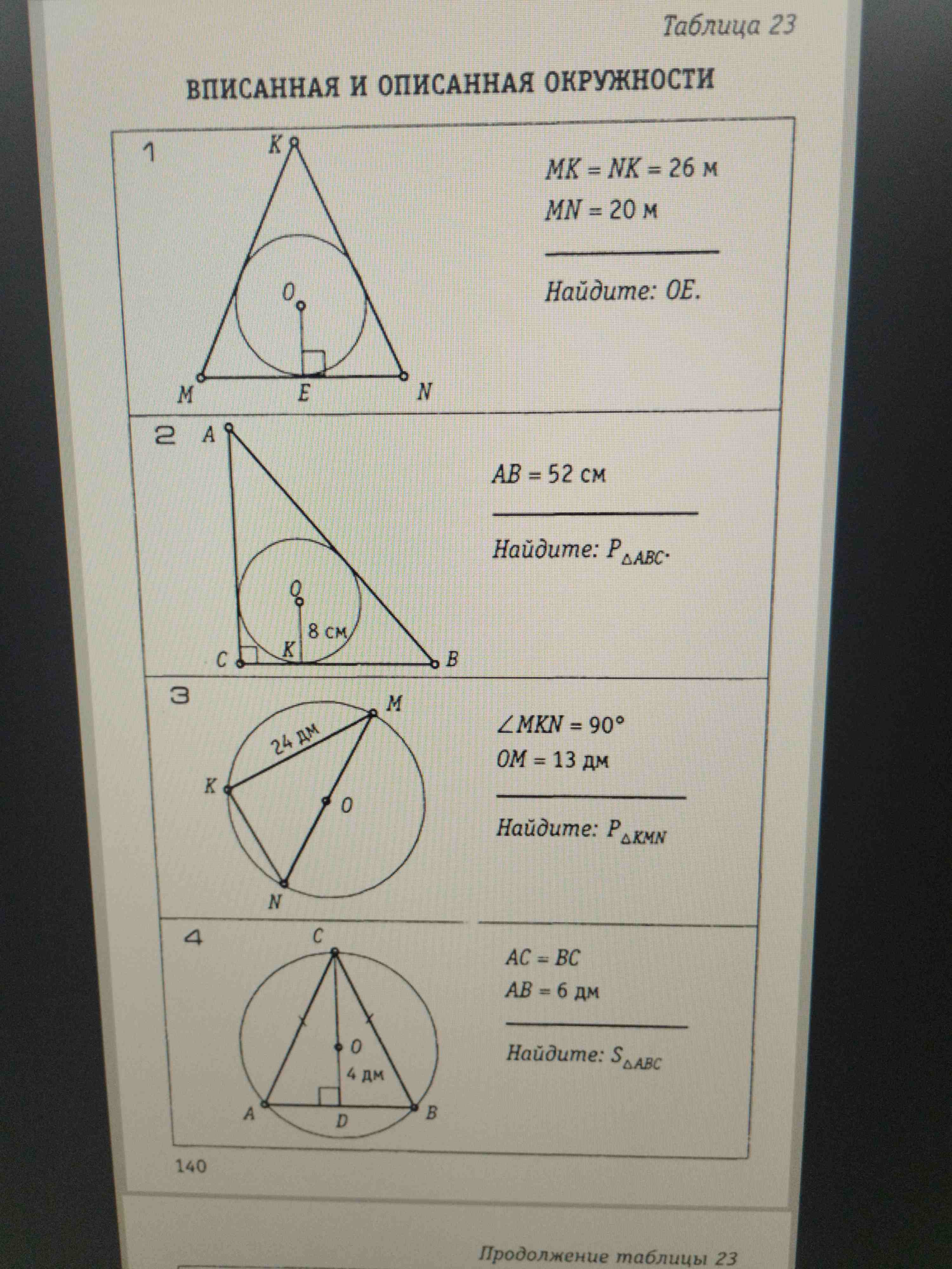 Задача 2: Найдите периметр треугольника ABC, если AB = 52 см и радиус ...