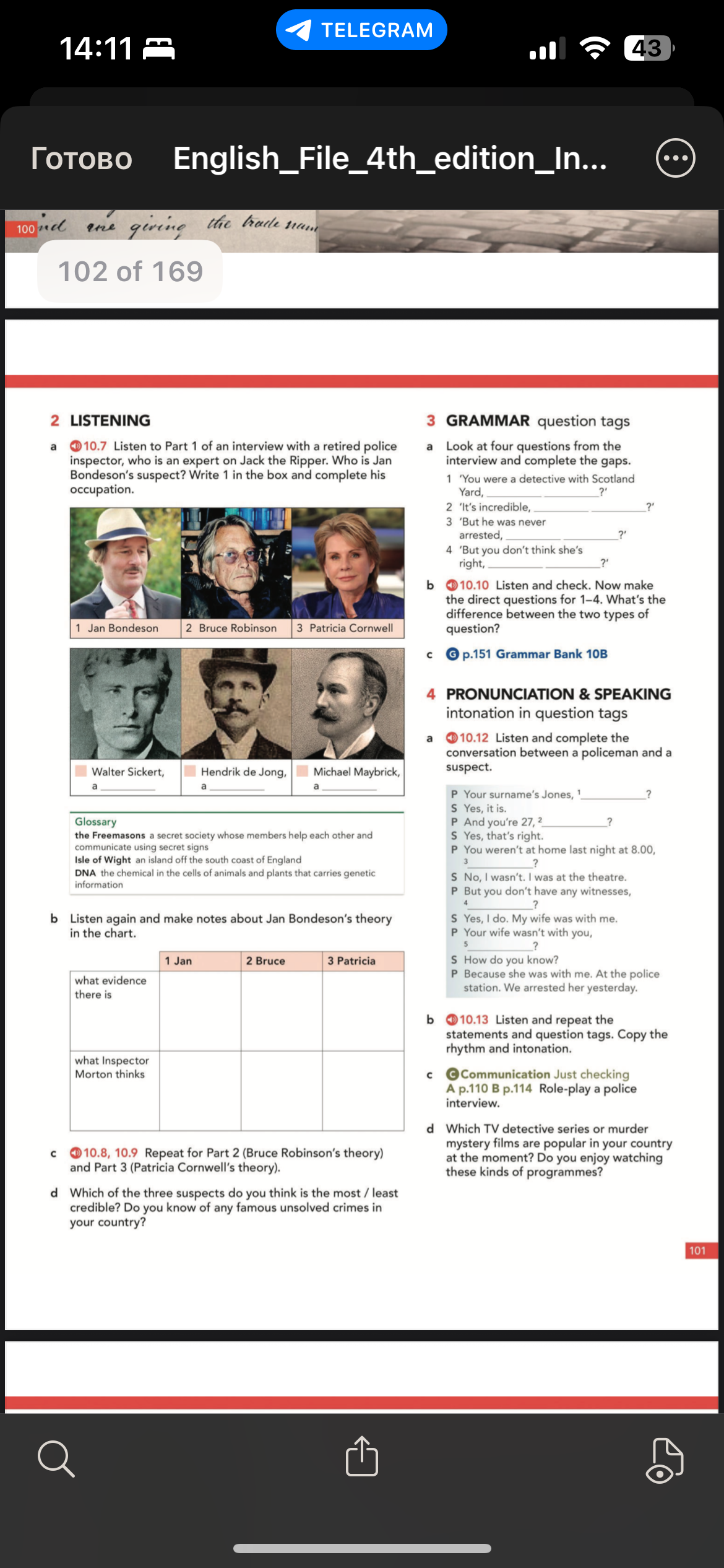 4 PRONUNCIATION & SPEAKING intonation in question tags a 10.12 Listen ...